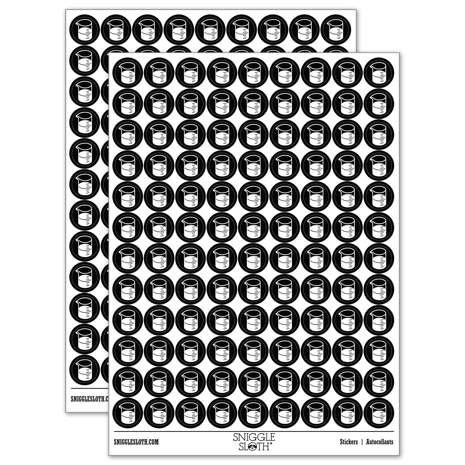 Glass Beaker Chemistry Science 200+ Round Stickers - Black - Gloss ...