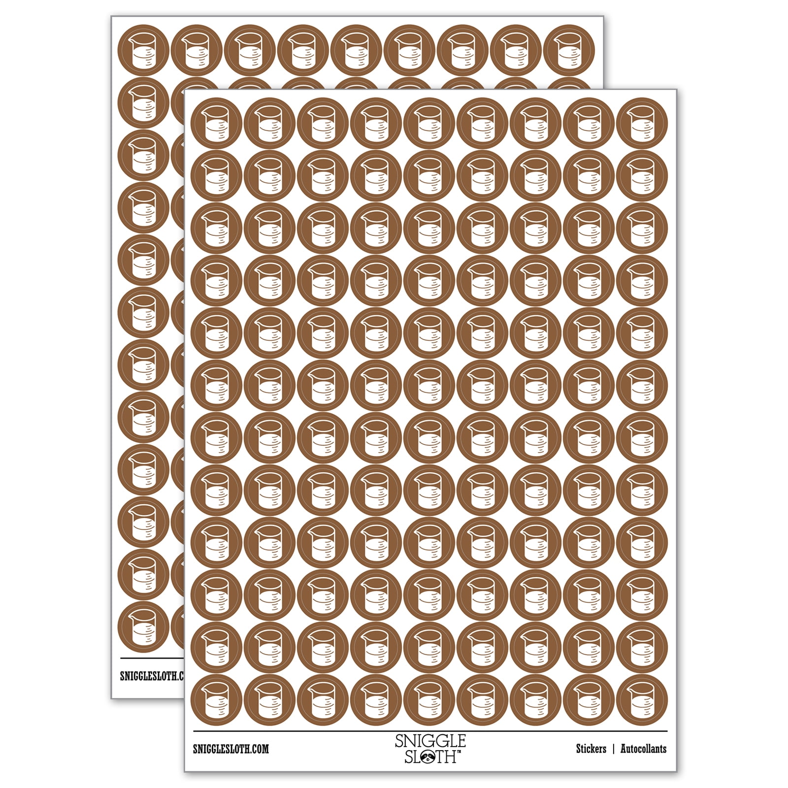Glass Beaker Chemistry Science 200+ Round Stickers - Brown - Gloss ...