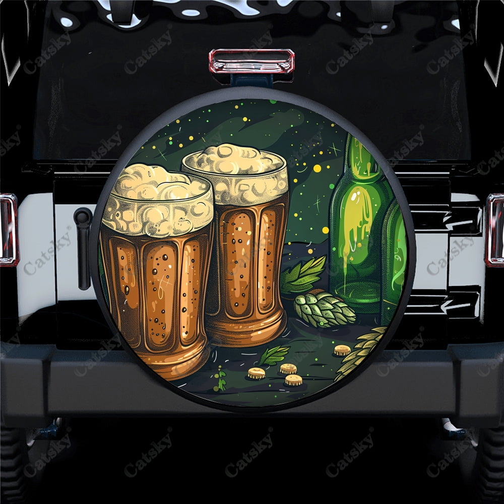 Glass Beer Painting Polyester Universal Spare Wheel Tire Cover Custom ...