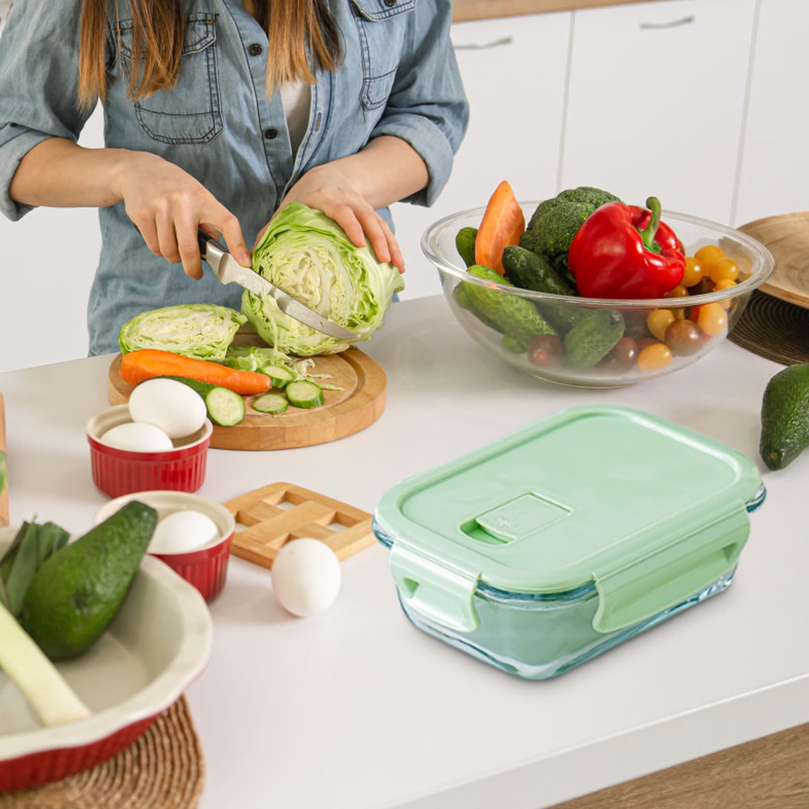 Glass Bento Box, Microwave Safe Lunch Box, Fresh-Keeping Container ...