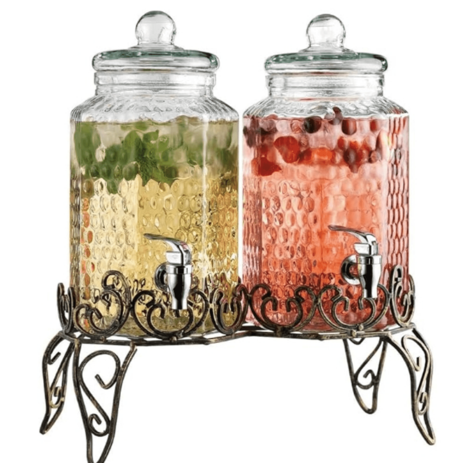Glass Beverage Dispenser With Metal Spigot