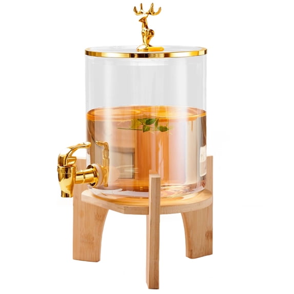 Glass Beverage Dispenser with Spigot, Elegant Amber Party Drink ...