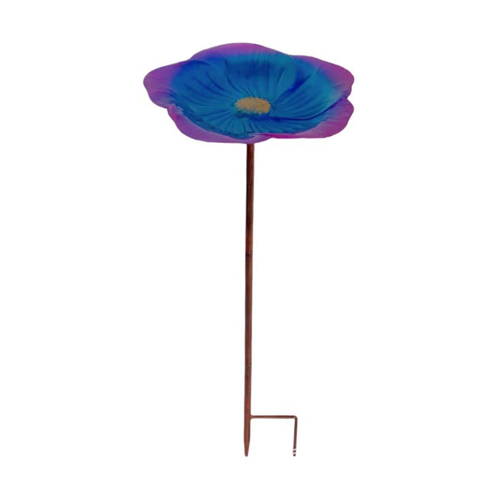 Glass Bird Bath Station Outdoor Garden Bowl Feeder LawnUS Forked Stake ...