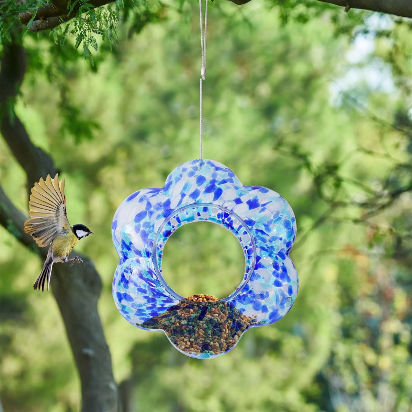 Glass Bird Feeder Outdoor Hanging | Clear Window Feeder for Courtyard ...