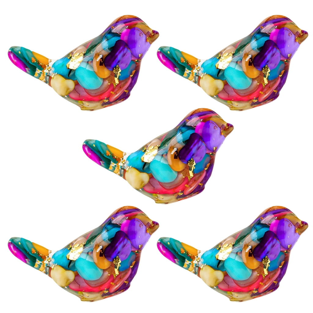 Glass Bird Figures, 5Piece Collection Bird Figurines Birds Statues For ...