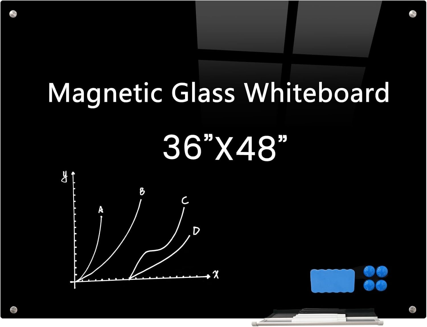Glass Black Board 48"x36" Glass Dry Erase Blackboard Tempered Glass ...
