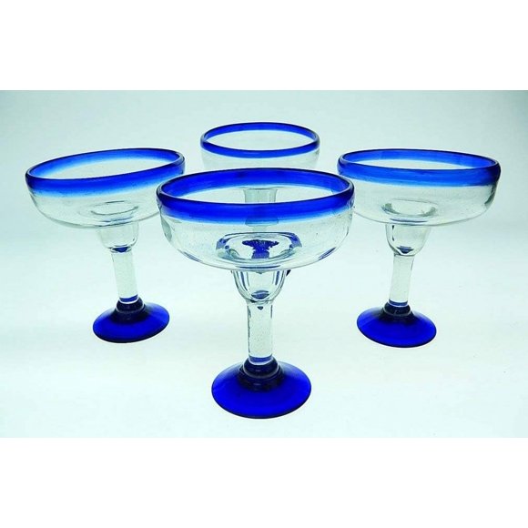 Mexican Glass Blue Rim