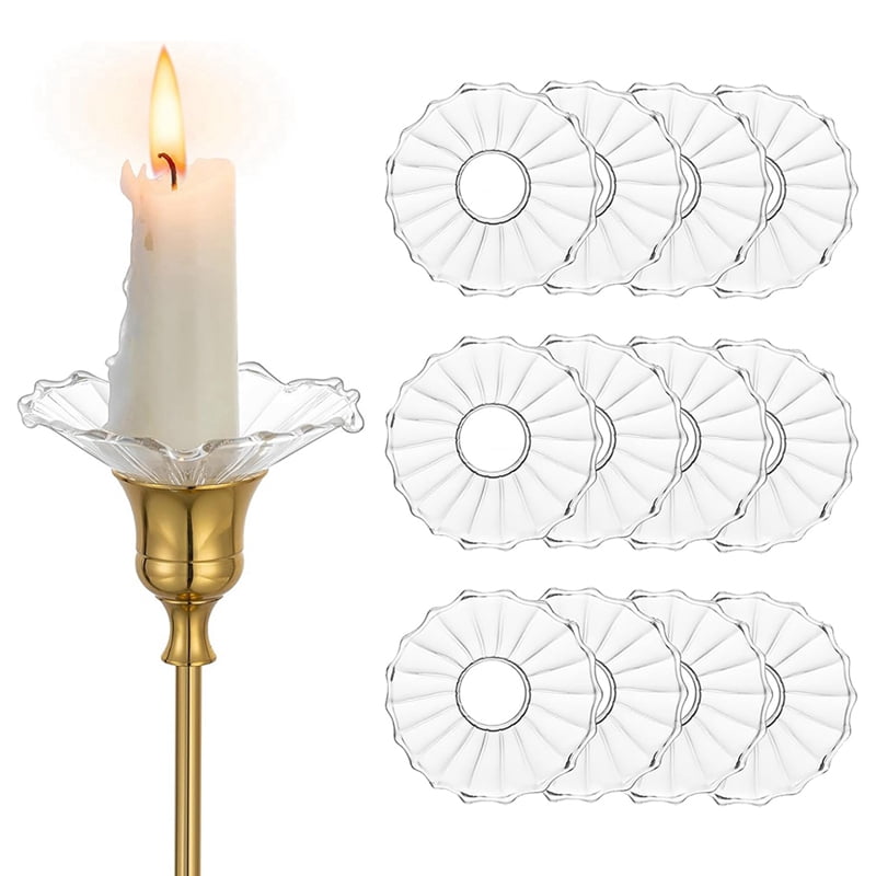 Glass Bobeches for Candlestick Holders,12 Pcs Ribbed Candle Drip ...