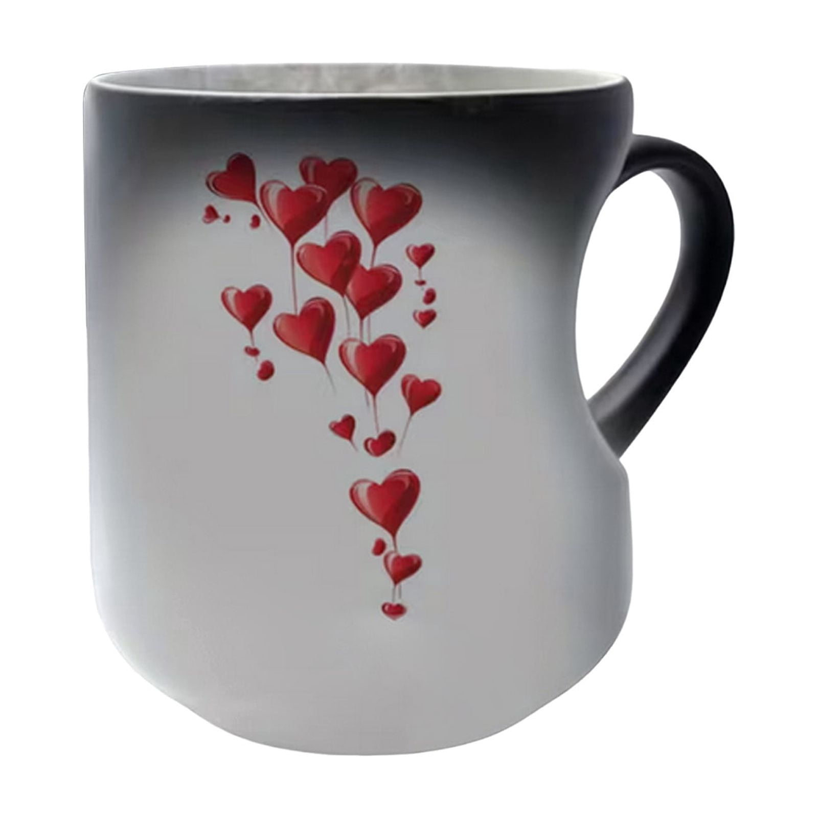 Glass&Bottle Heart Shaped Thermochromic Ceramic Mug with Reveal Pattern ...