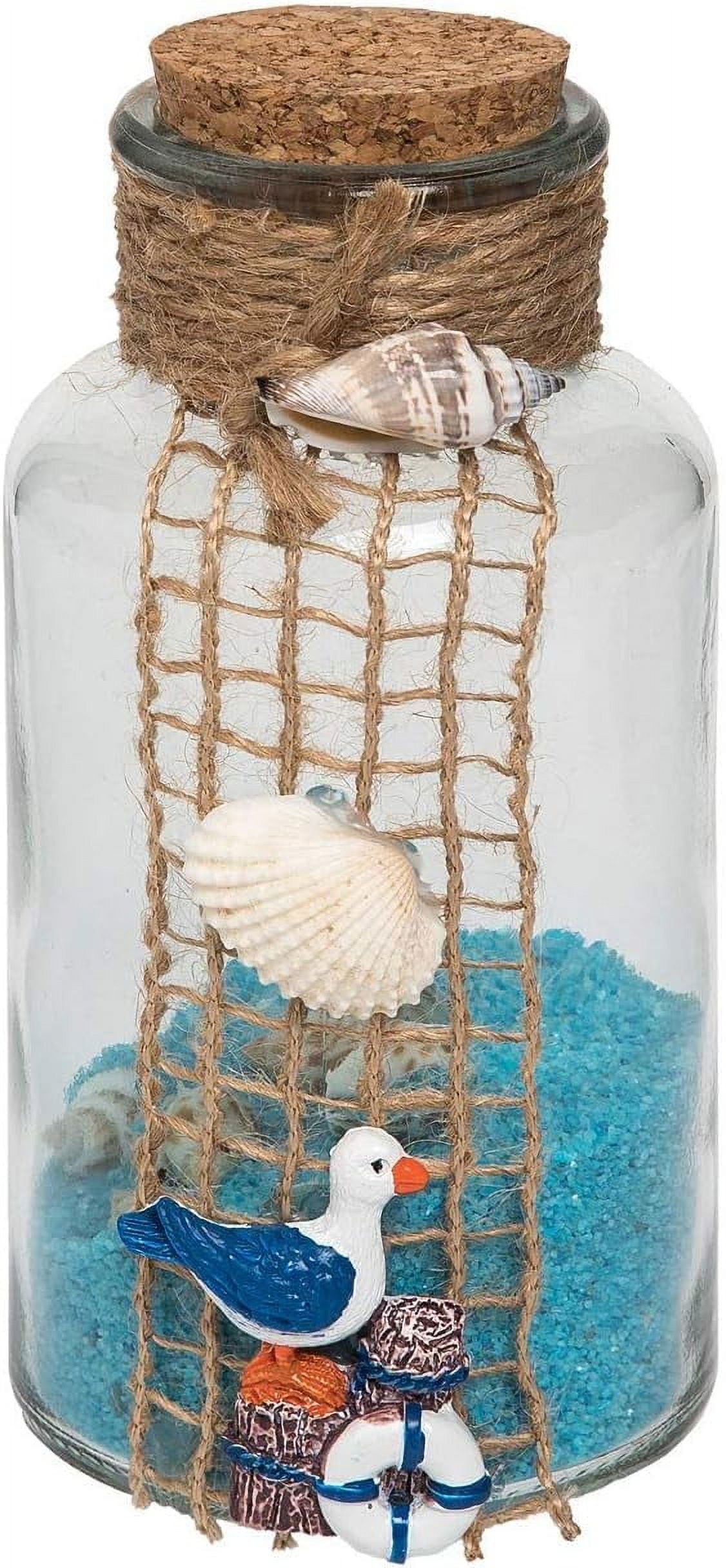 Glass Bottle With Rope Teal Sand Shells ation Glass Shell Corked Bottle ...
