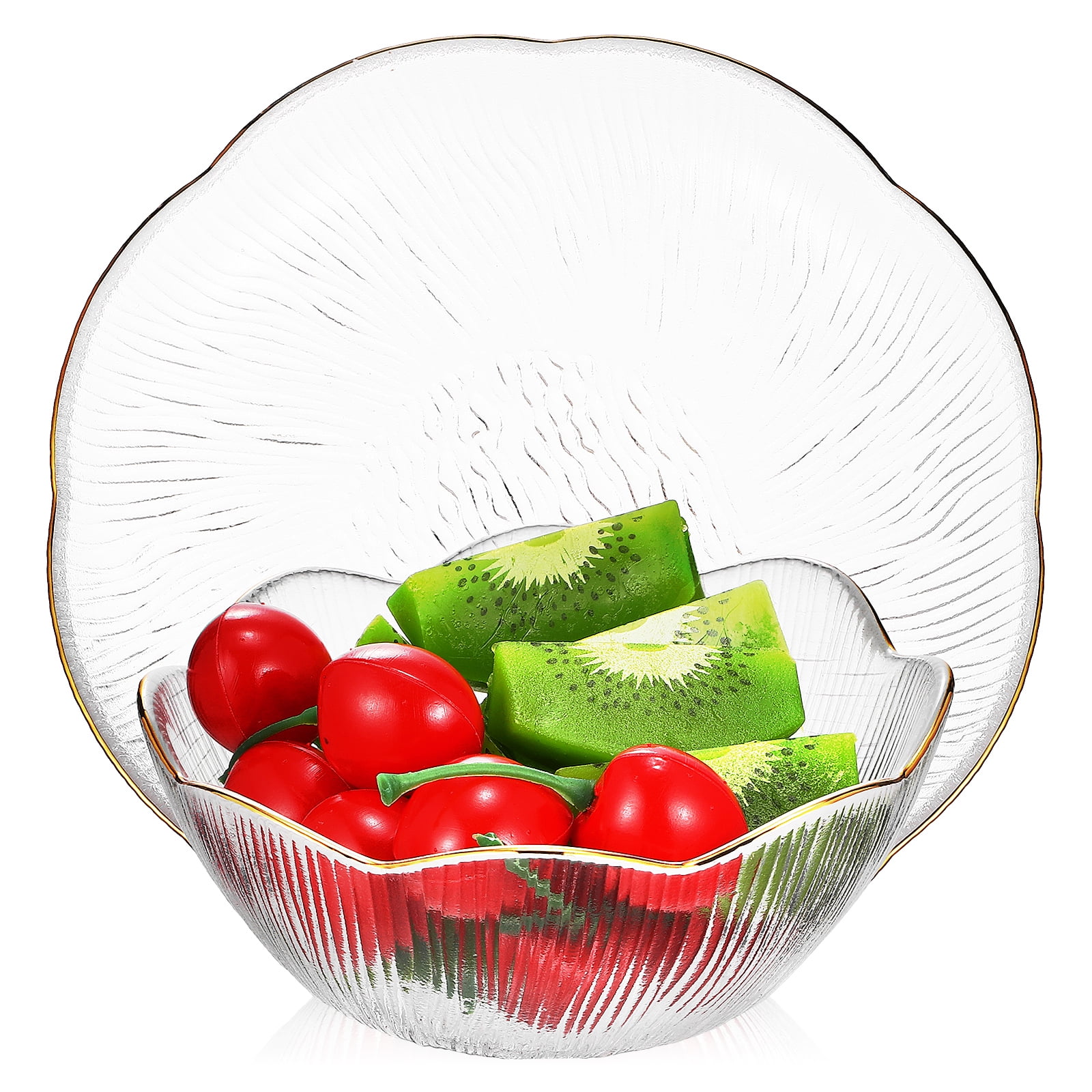 Glass Bowl and Plate Set Transparent Dessert Vegetable Salad Bowl Fruit ...