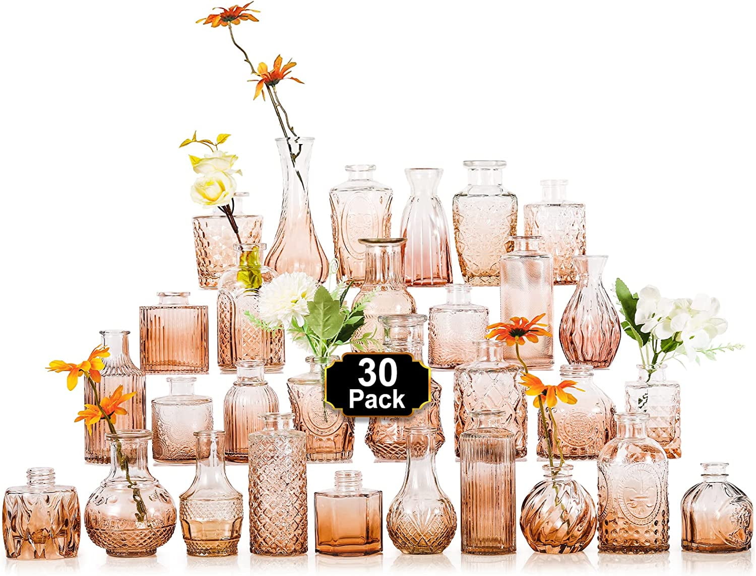 Glass Bud Vase Set,30Pcs Small Glass Vase for Flowers, Clear Bud Vase ...