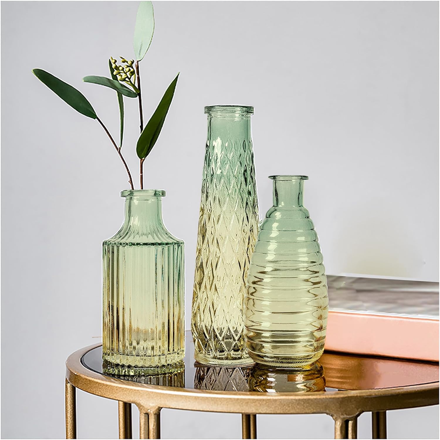 Glass Bud Vases Set of 3, Clear Vase for Flowers Small Glass Vase ...