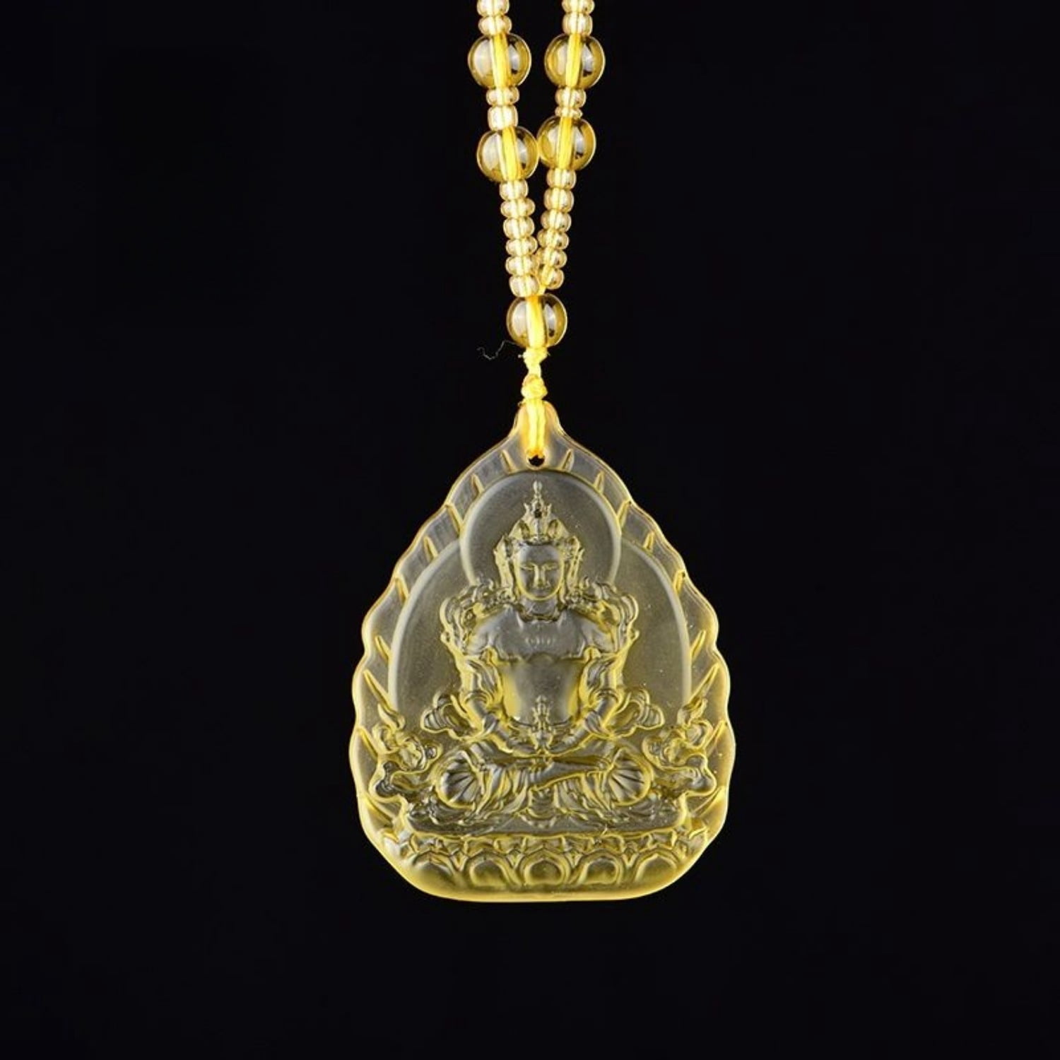 Glass Buddhist Pendant Carved Buddha Figure Religious Amulet Necklace ...