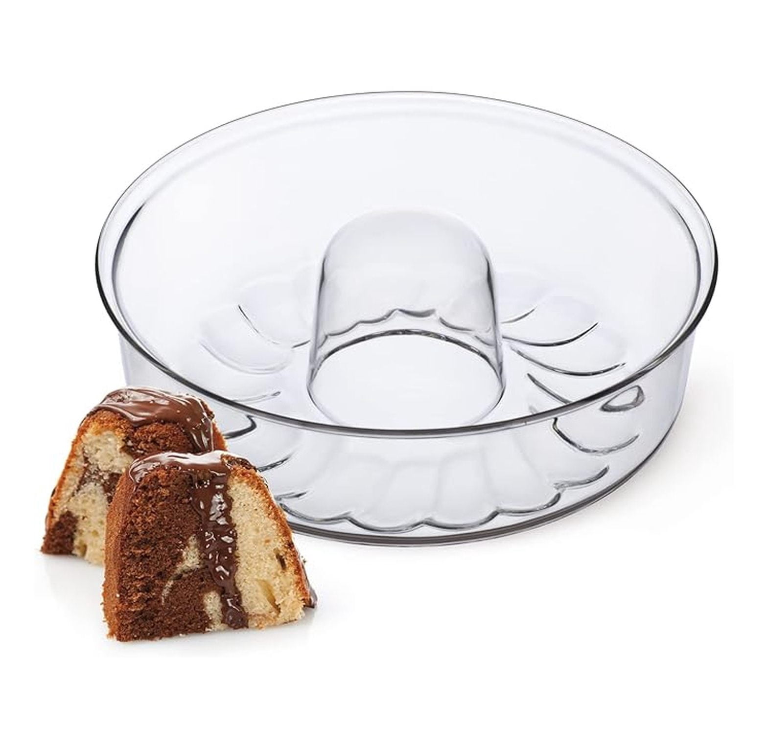 Glass Bundt Pan, 2.1 Quart Shallow Cake Pan (4.75") - Heat & Cold Safe ...