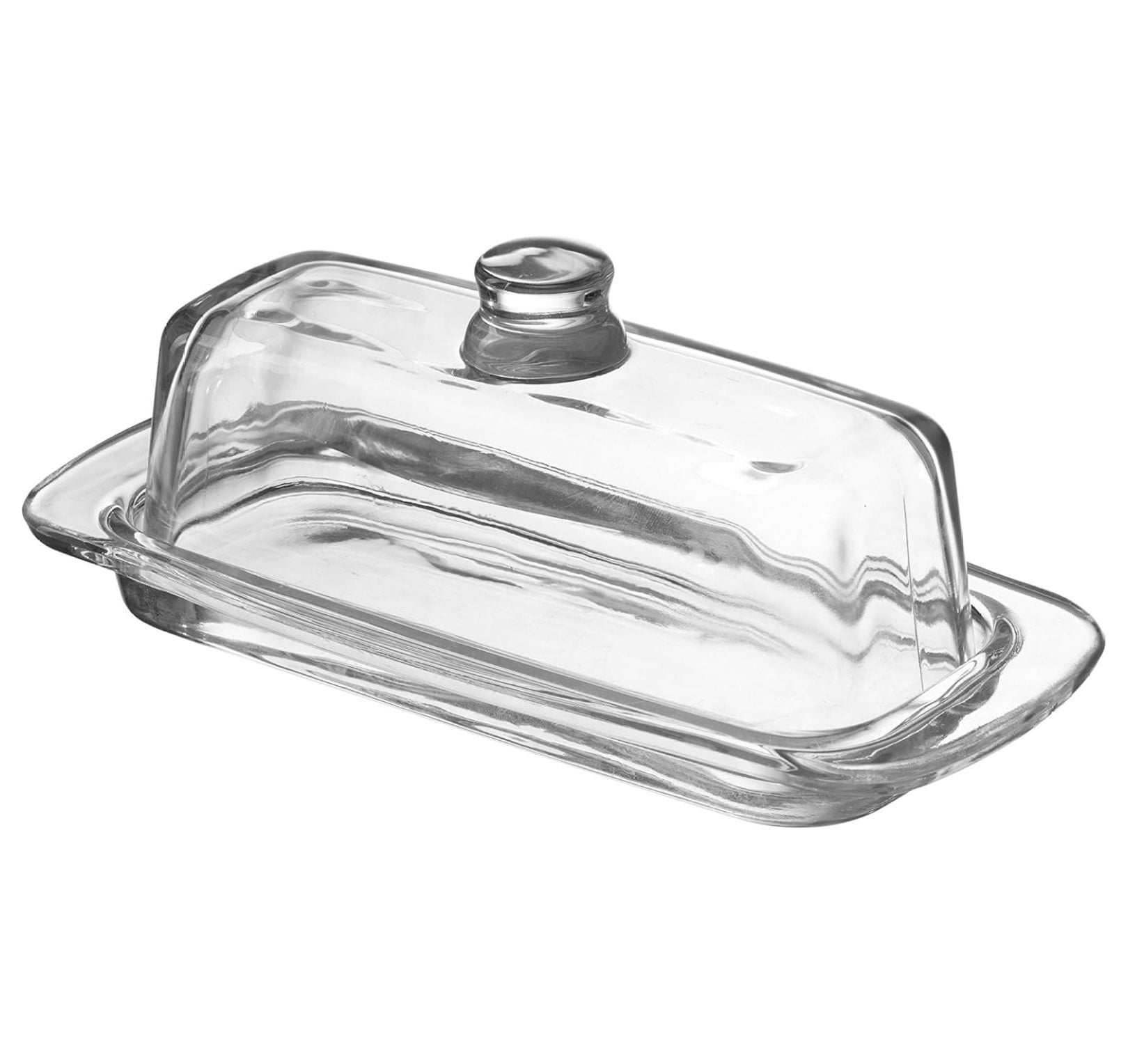 Glass Butter Dish with Lid, Farmhouse Butter Keeper with Handle, Clear ...