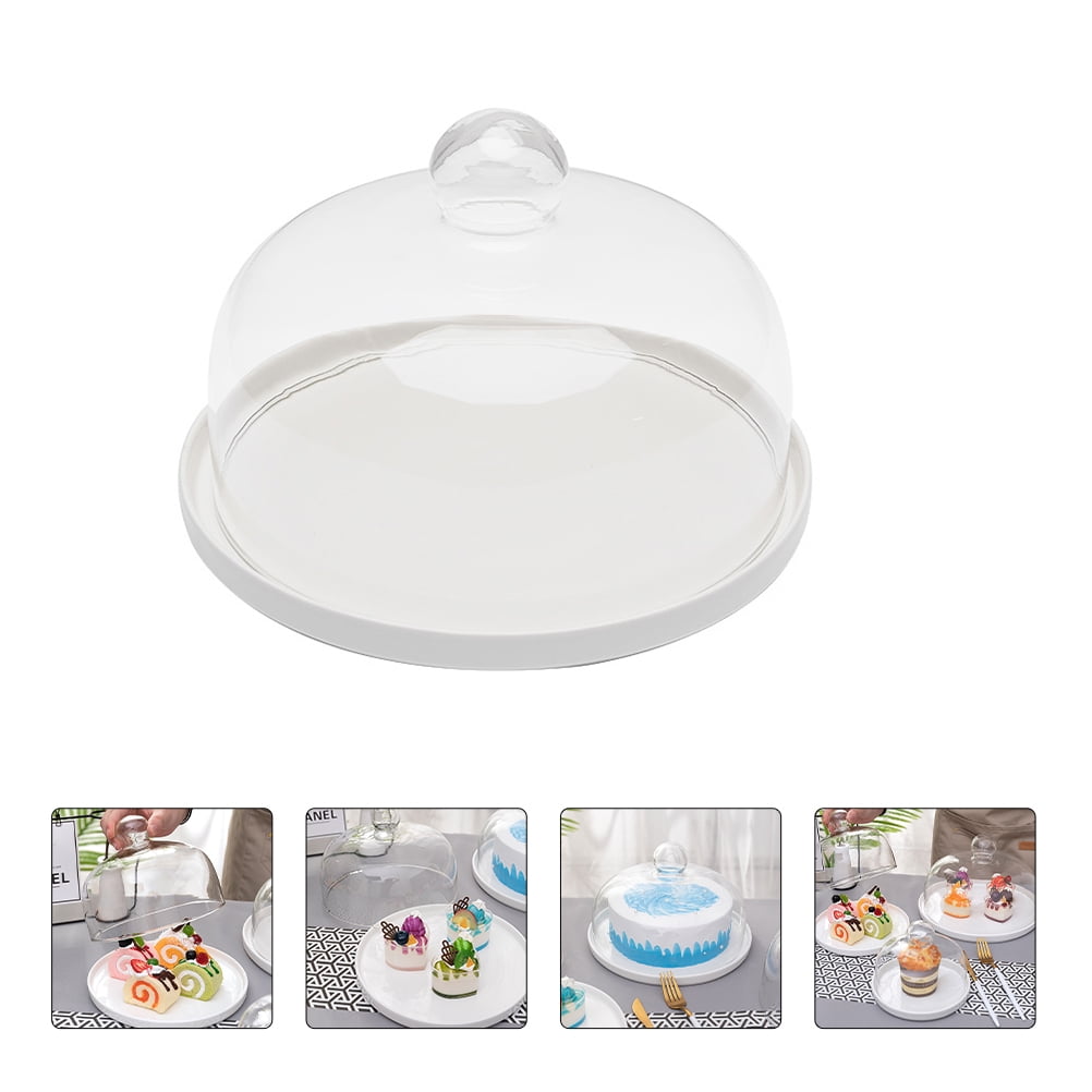 Glass Cake Dome Cover Round Plate Lid Clear Cover Tent Table for Home ...