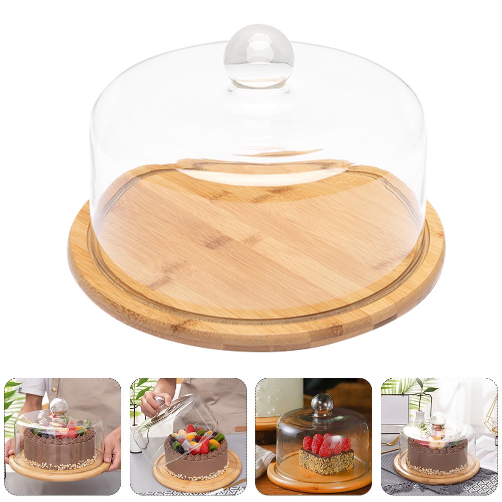 Glass Cake Dome Round Clear Cloche Dome Cake Display Cover with Serving ...