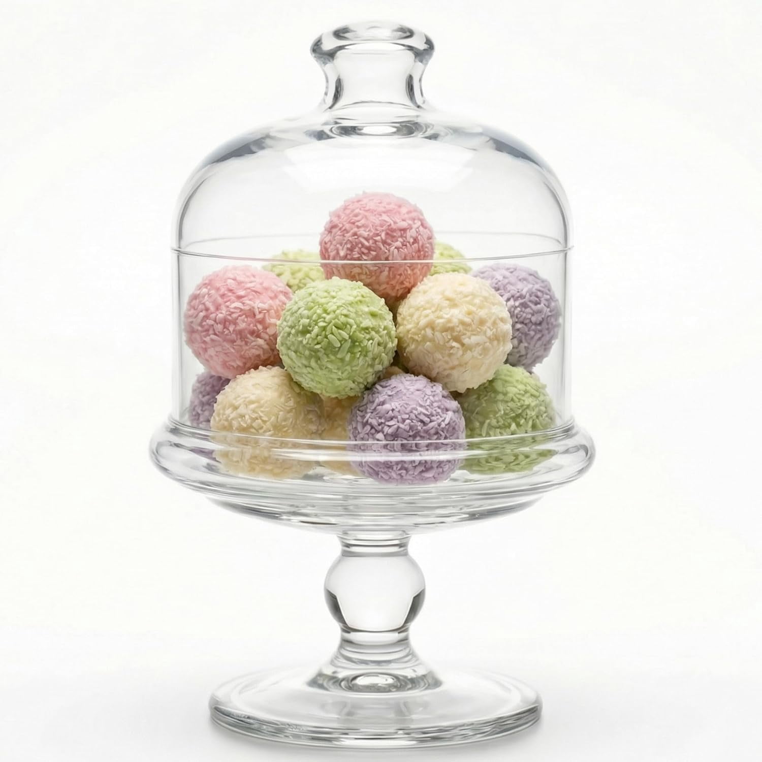 Glass Cake Stand with Dome, Clear Glass Cloche on Pedestal – Elegant ...