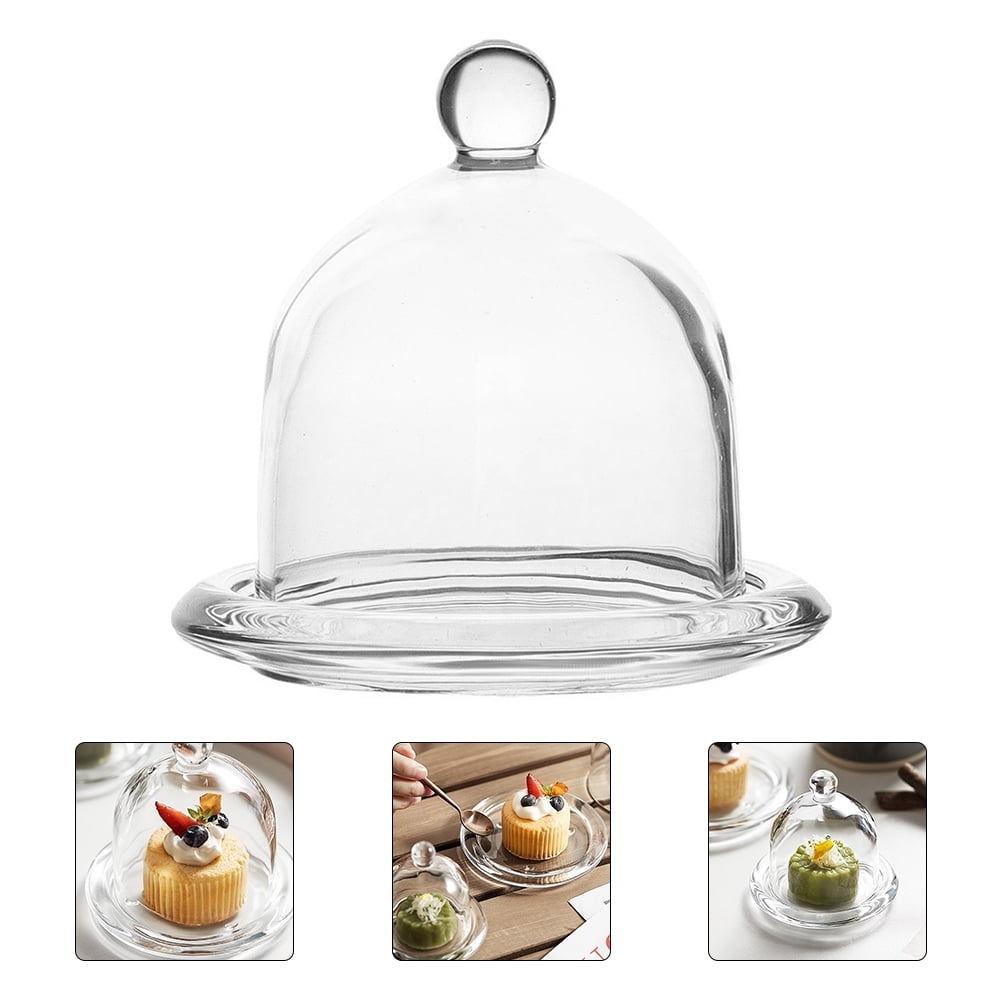 Glass Cake Tray with Lid Clear Cake Stand with Dome Snack Serving Tray ...