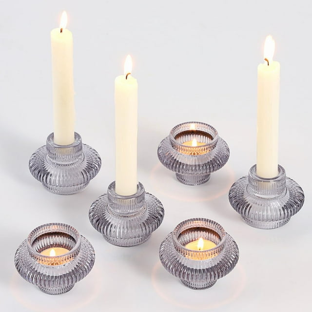 Glass Candle Holders Set Of 6 Taper Candle Holders Candles Not