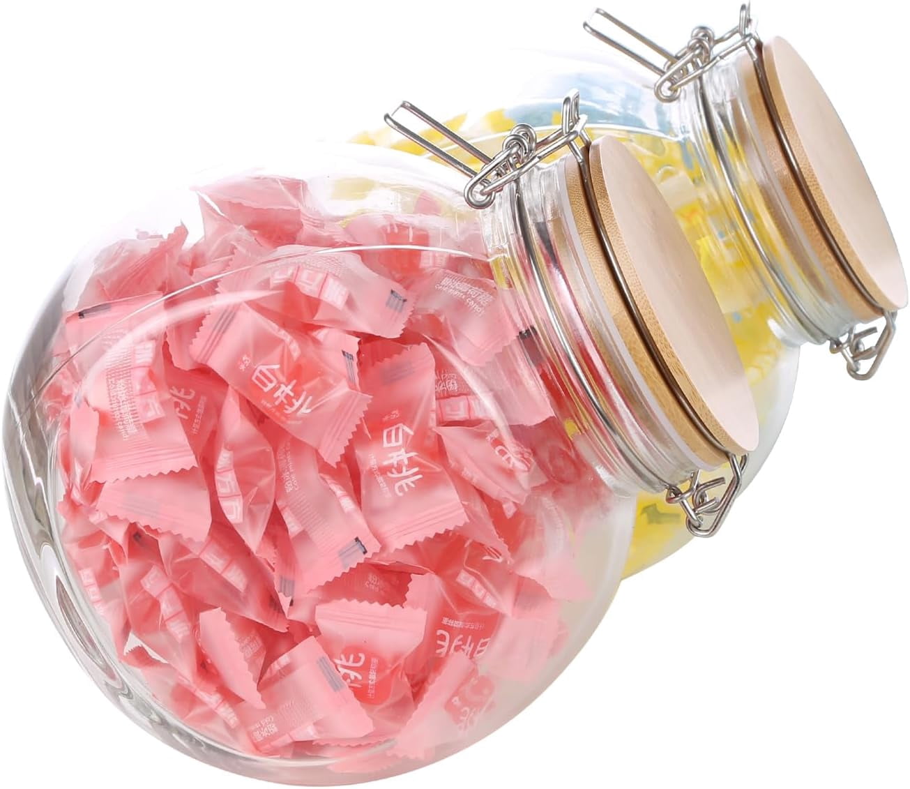 Glass Candy Cookies Jars with Airtight Bamboo Lids,Vacuum Sealed Glass ...