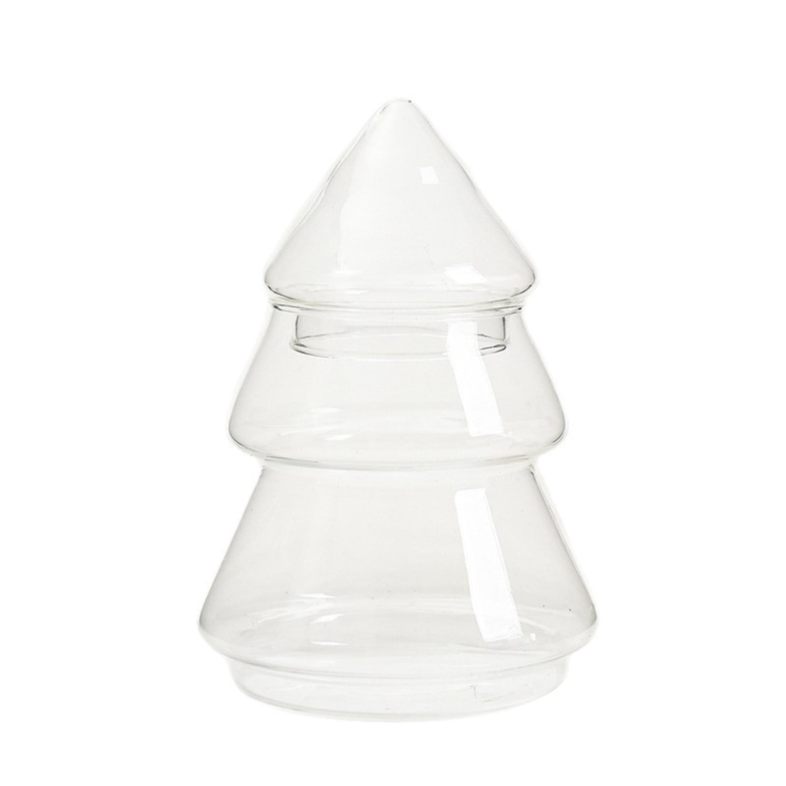 Glass Candy Jar with Lid Christmas Tree Shaped Transparent Snack ...