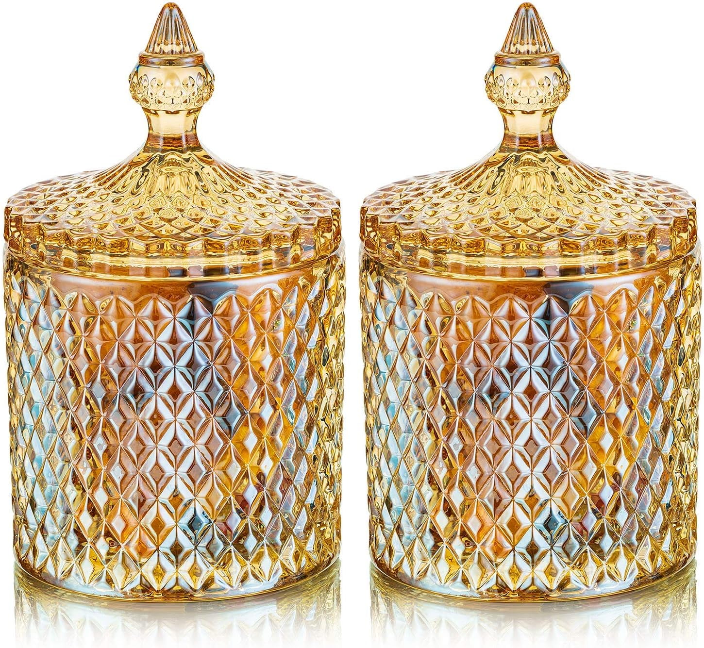 Glass Candy Jars with Lids: Crystal Candy Dish Decorative Jars Candy ...
