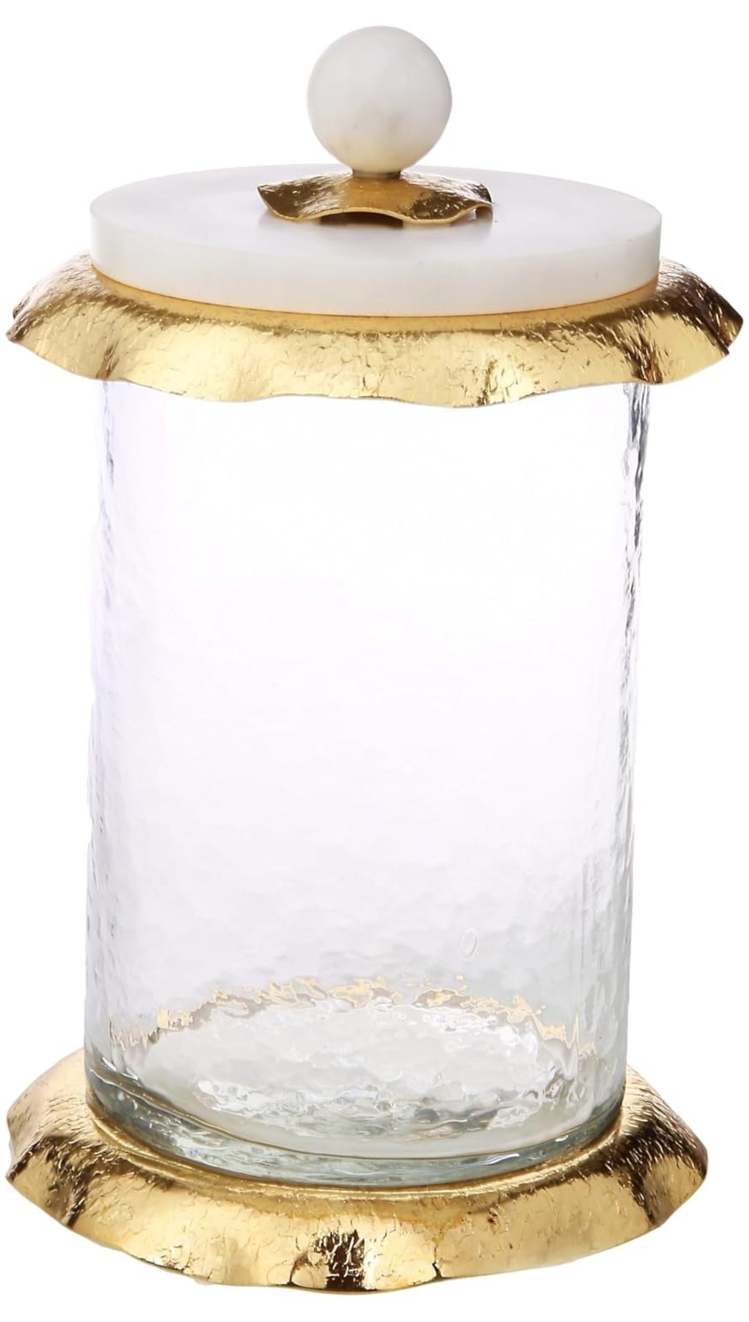Glass Canister Set with Marble Lid - Ruffle Design - Decorative Kitchen ...