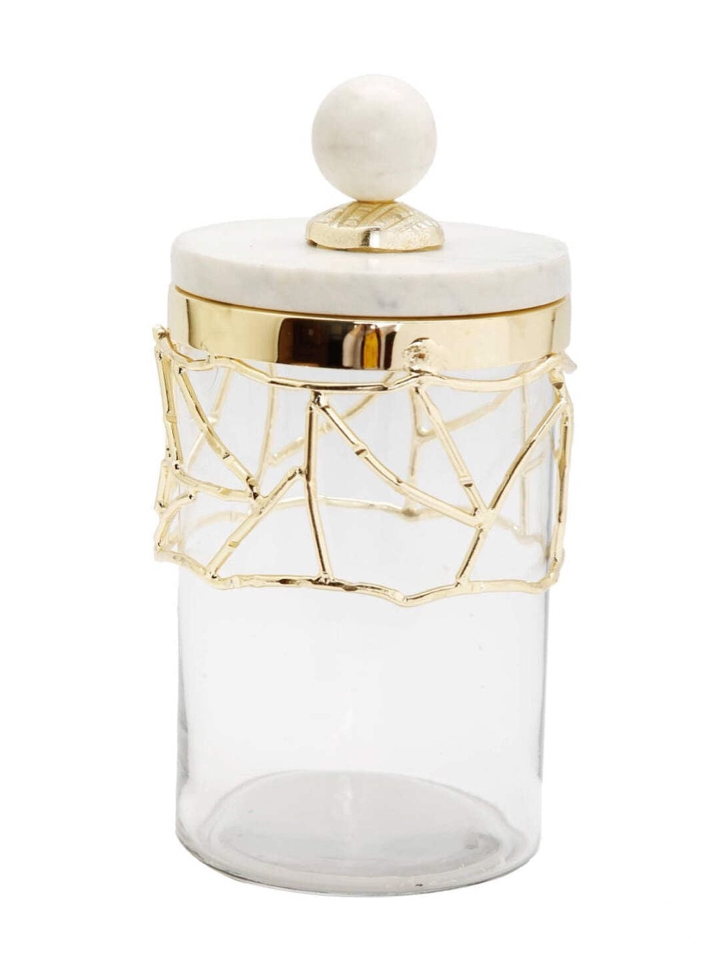 Glass Canister With Gold Mesh Design and Marble Lid (3 Sizes) - Walmart.com