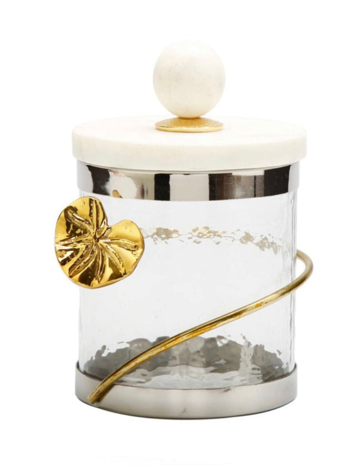 Glass Canister with Gold Heart Design and Silver Trim (3 Sizes ...