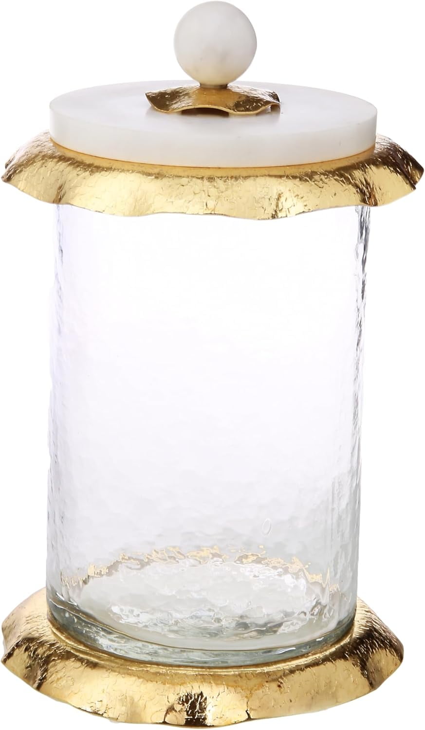 Glass Canister with Marble Lid and Gold Ruffle Design (3 sizes) (Large ...