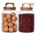 Glass Canisters Set of 2, Airtight Food Storage Jars - 64oz Tall Clear ...