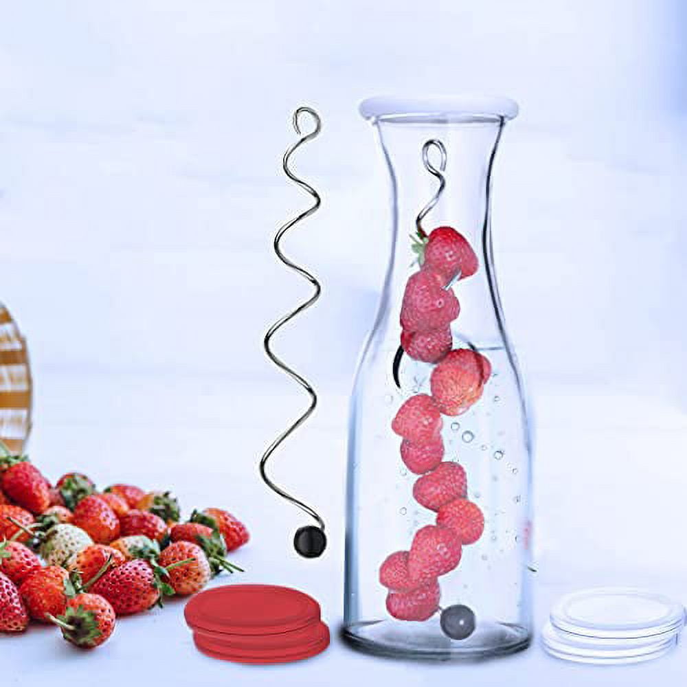 Glass Carafe with Lids and Stainless Steel Fruit Skewer for Mimosa Bar ...