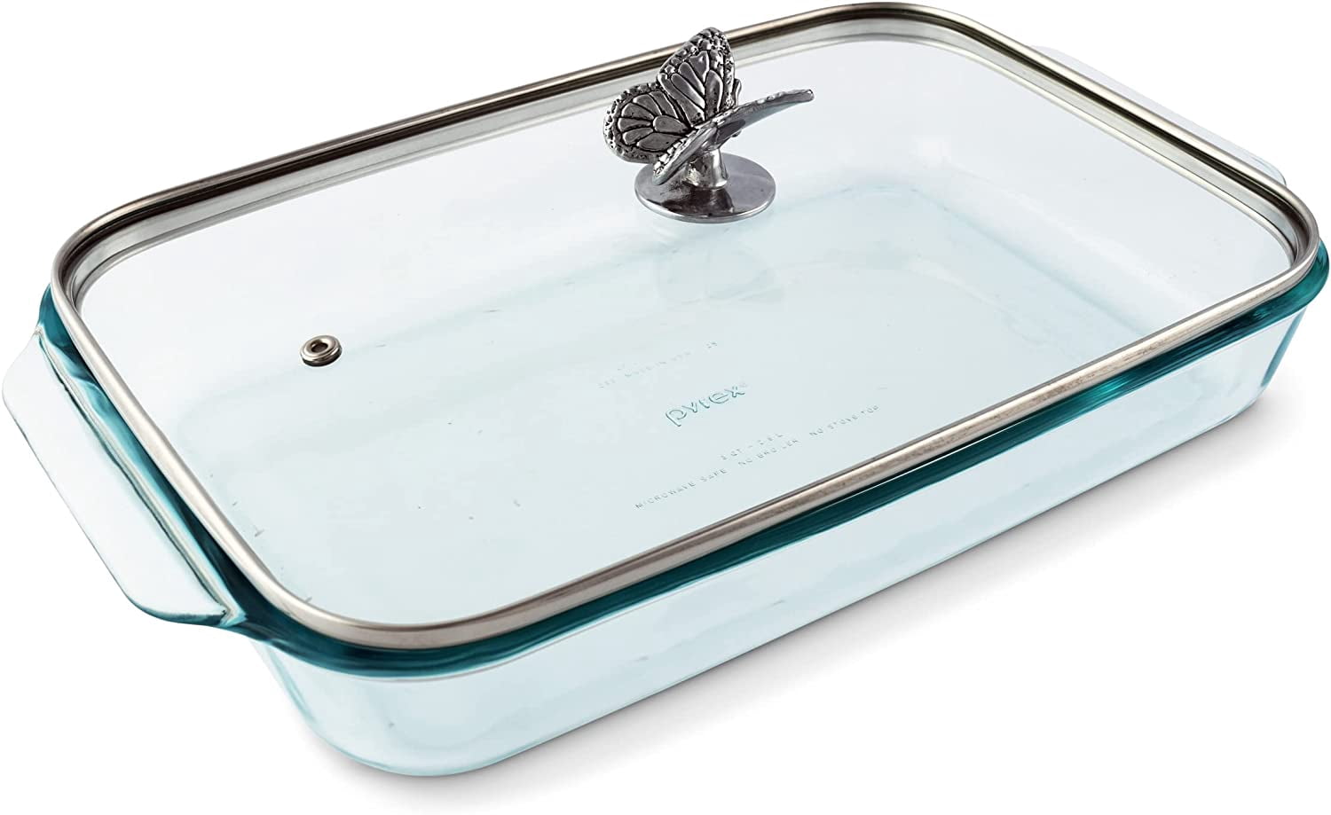 Glass Casserole Dish with Metal Butterfly Lid Handle Baking Dish ...