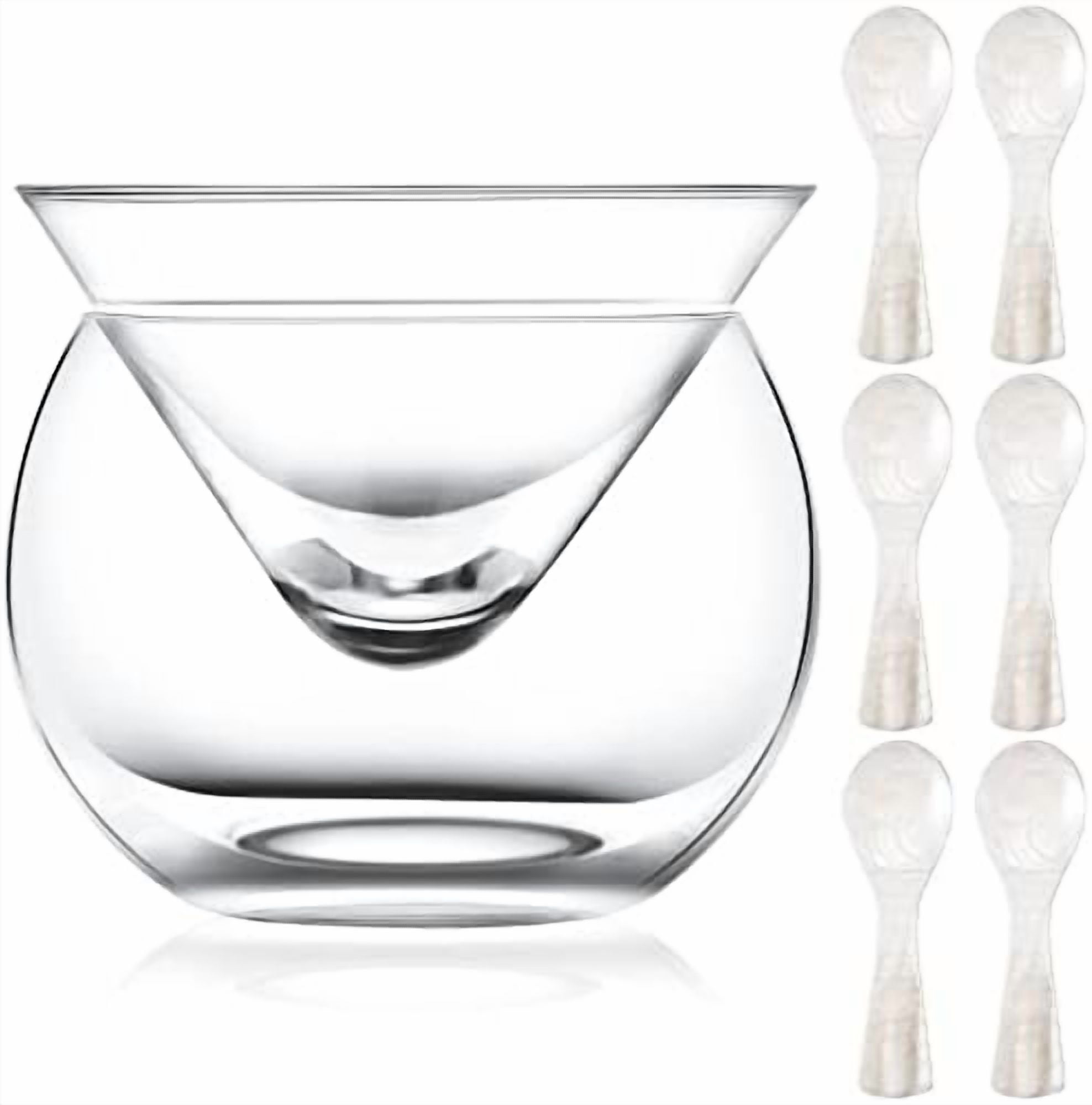 Glass Caviar Chiller Server Set Plus 6 Pcs 3.2 Inch Mother of Pearl ...