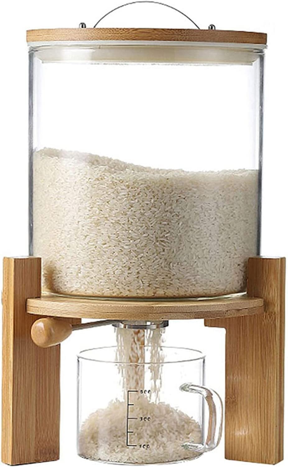Glass Cereal Dispenser Countertop with Spout Measuring Cup Sugar Flour ...