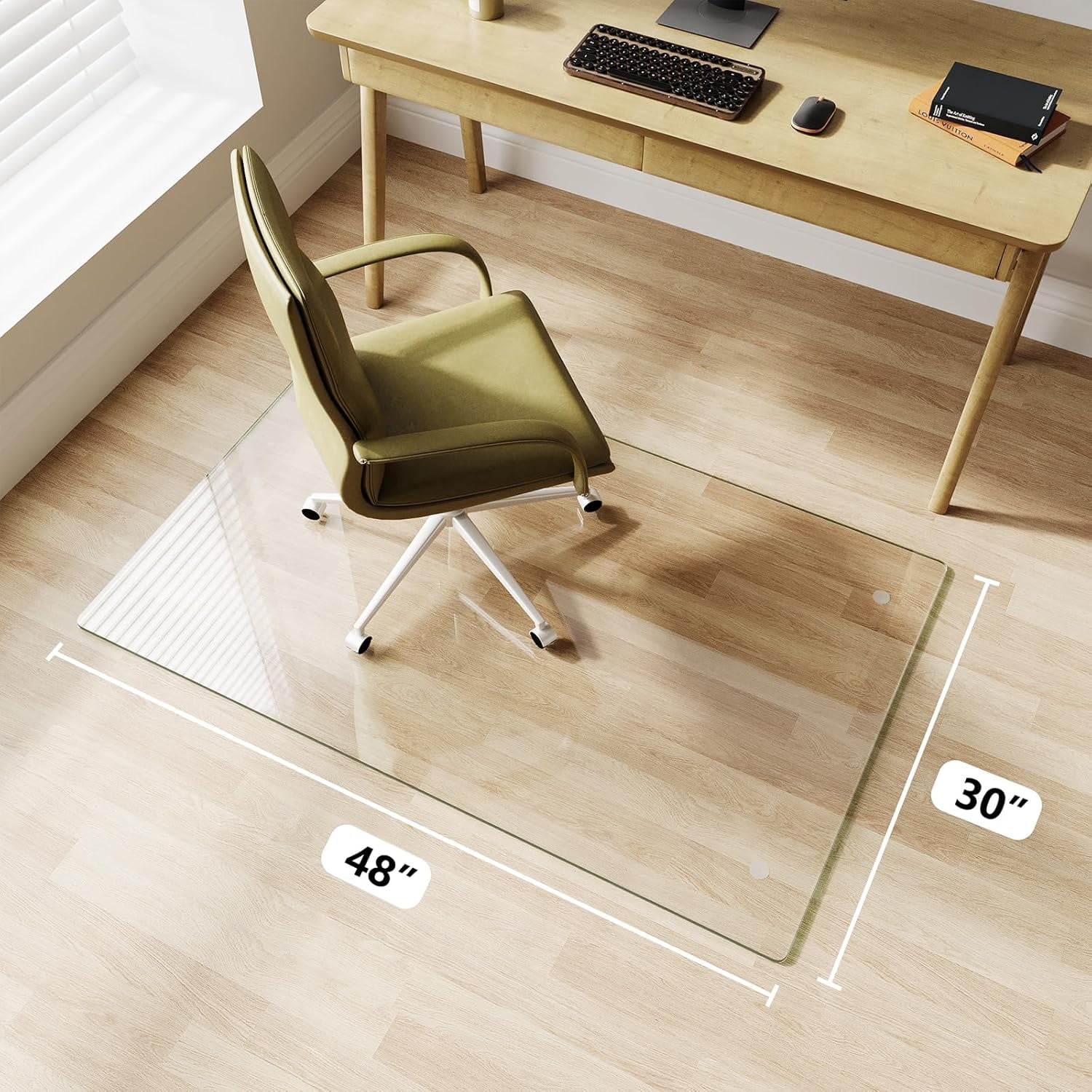 Glass Chair Mat 30" x 48" Heavy Duty Tempered Glass Office Floor ...