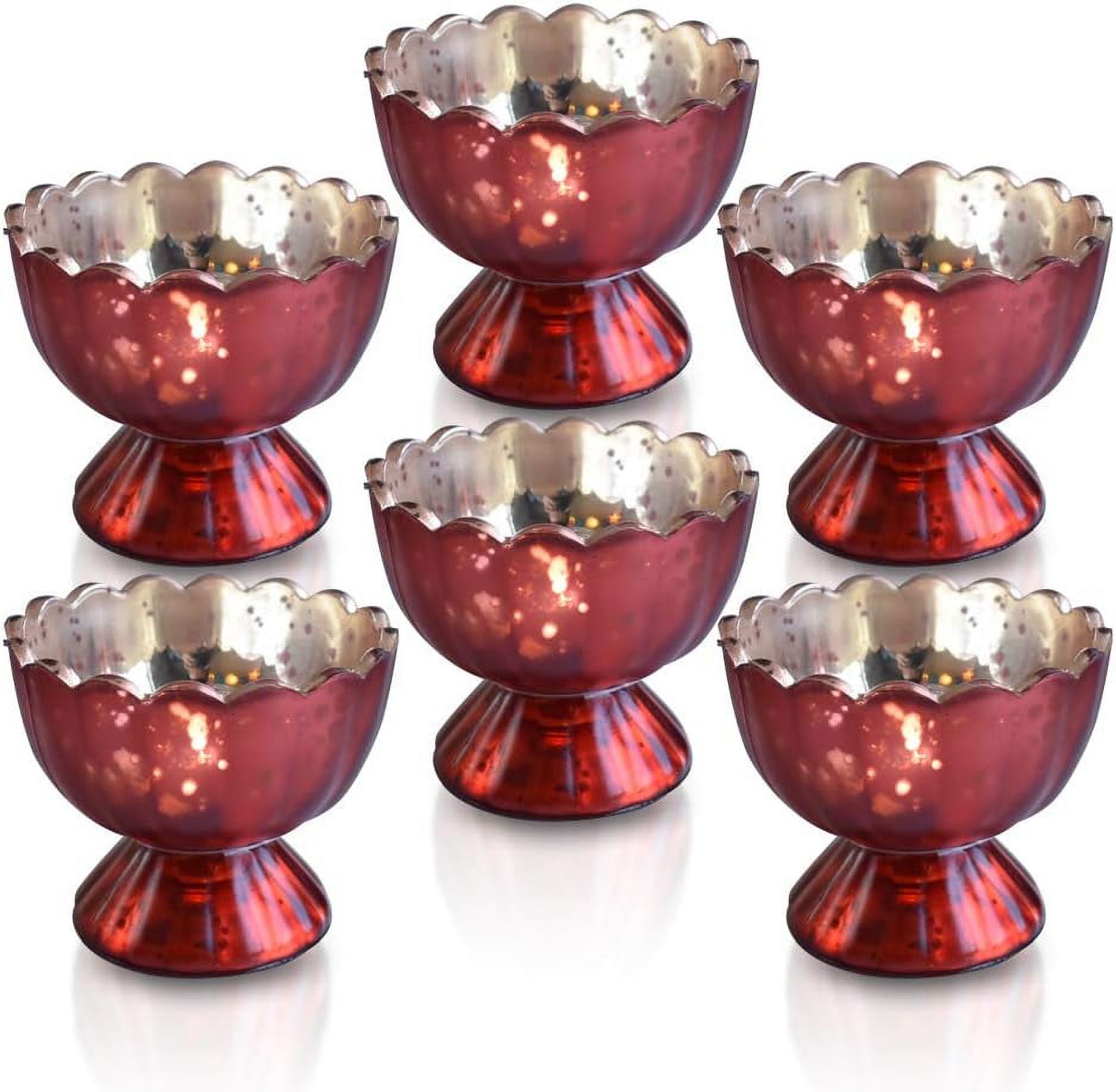 Glass Chalice Cle Holders (Rustic Copper Red, Set of 6) for Use with ...