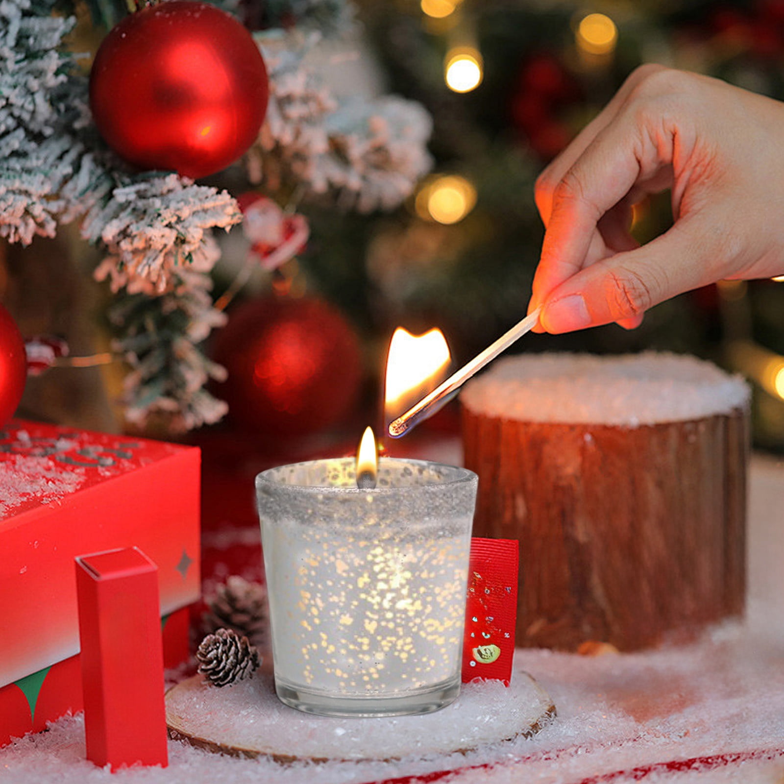Glass Christmas Candlestick Holder, Aromatic Candle Cup for Holiday ...