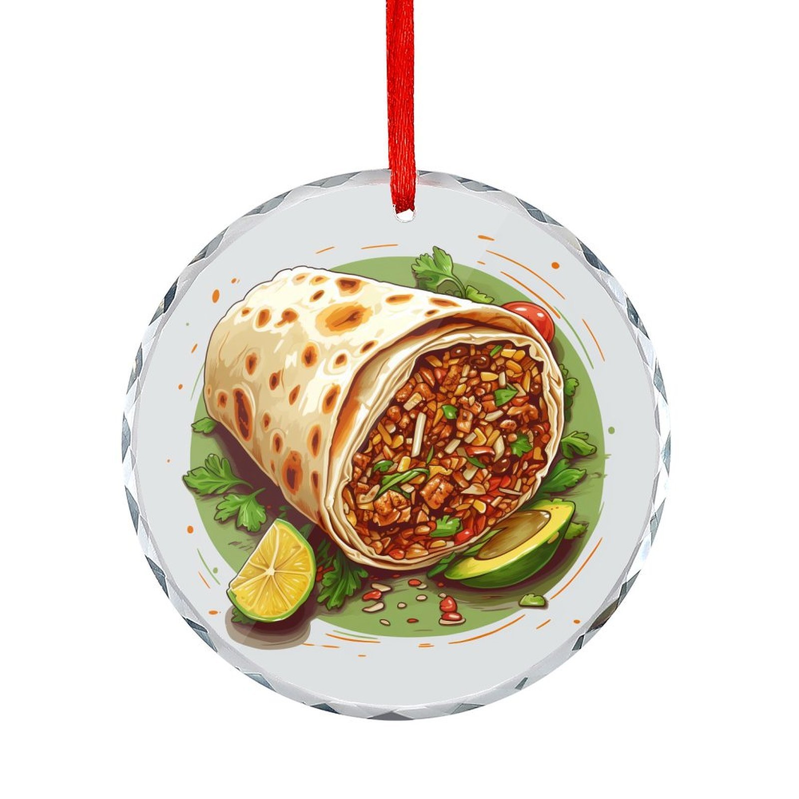 Glass Christmas Ornament Burritos Tortilla Holiday Ornaments Funny ...