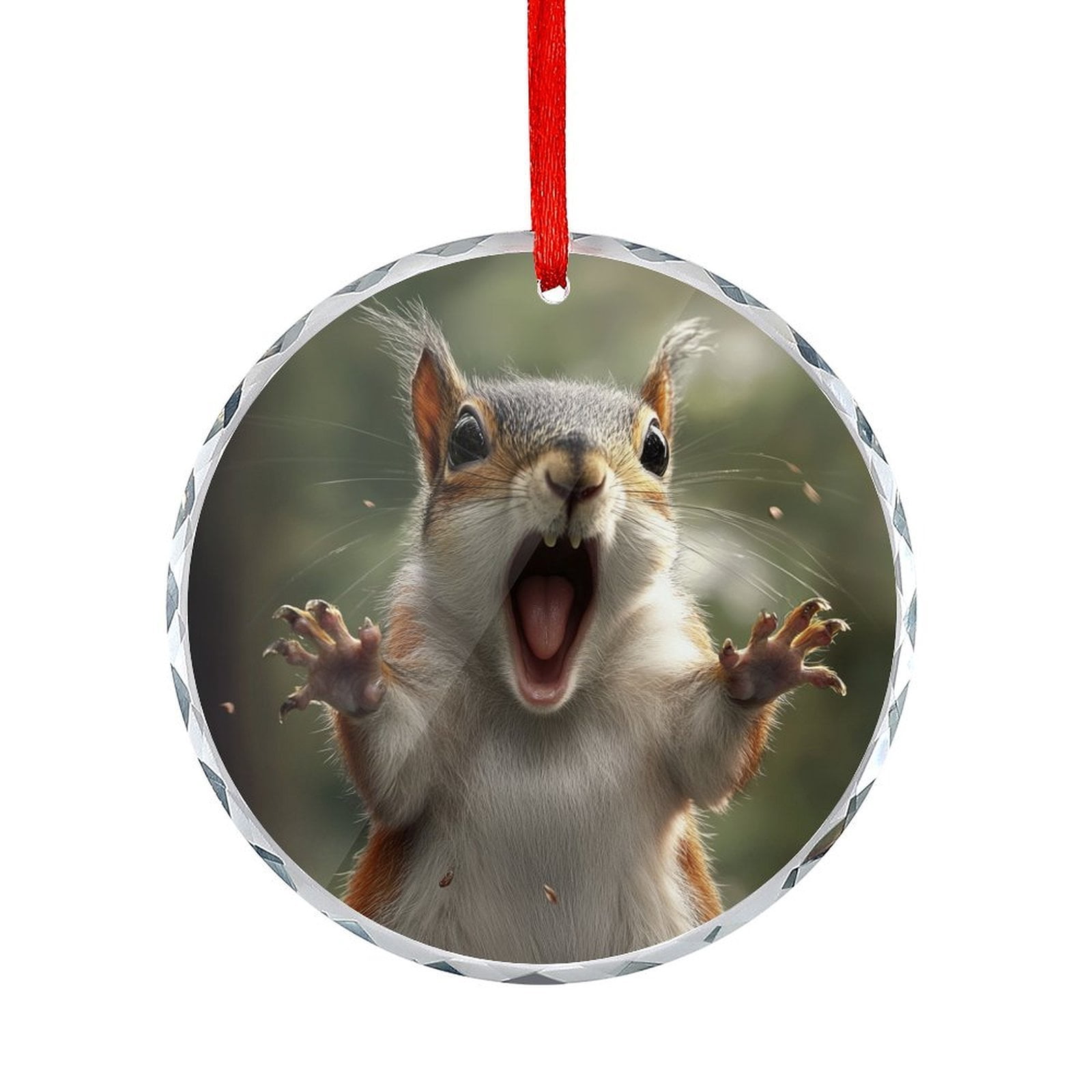 Glass Christmas Ornament Funny Screaming Squirrel Christmas Ornaments ...