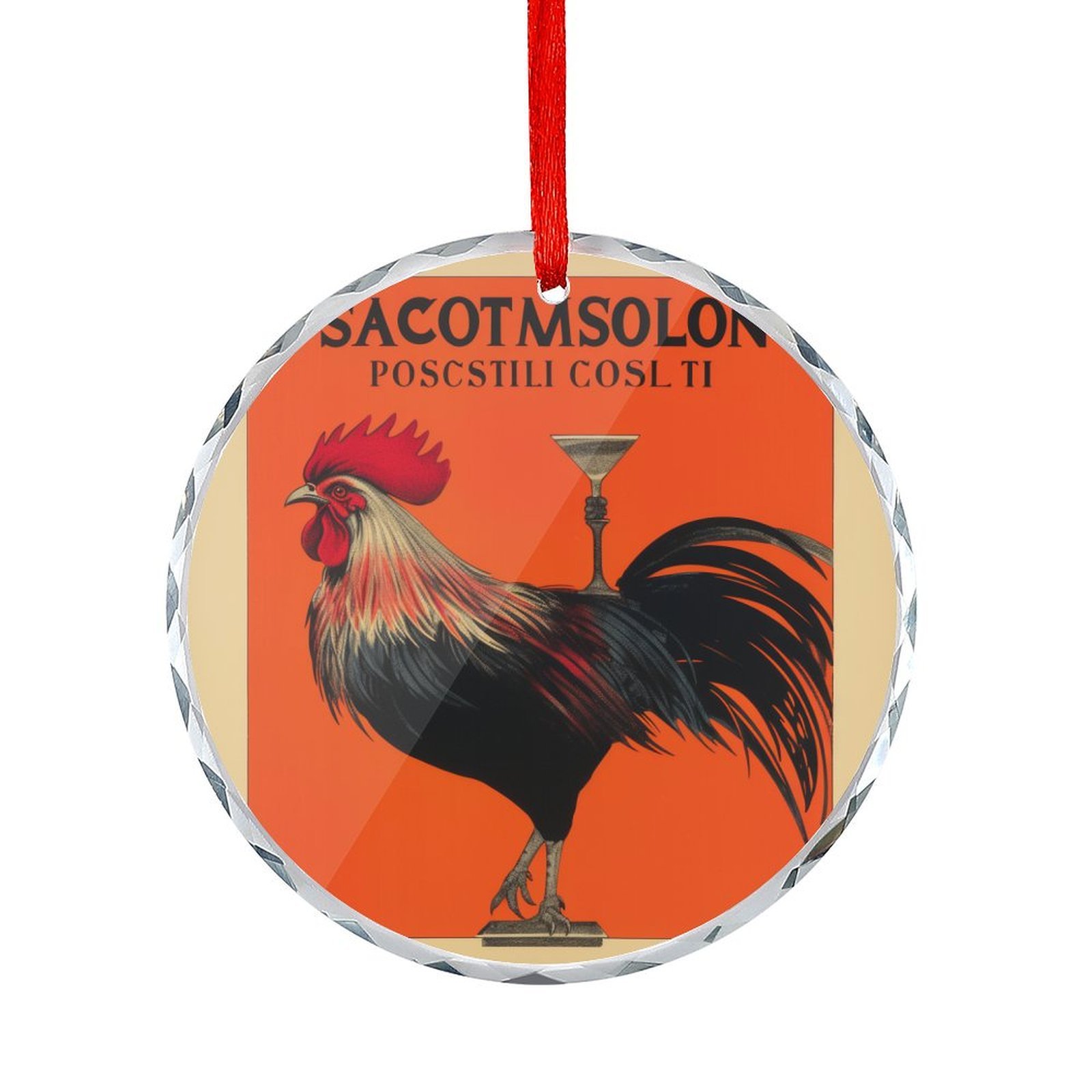 Glass Christmas Ornament Rooster Cocktail Glass Round Ornaments Vintage ...