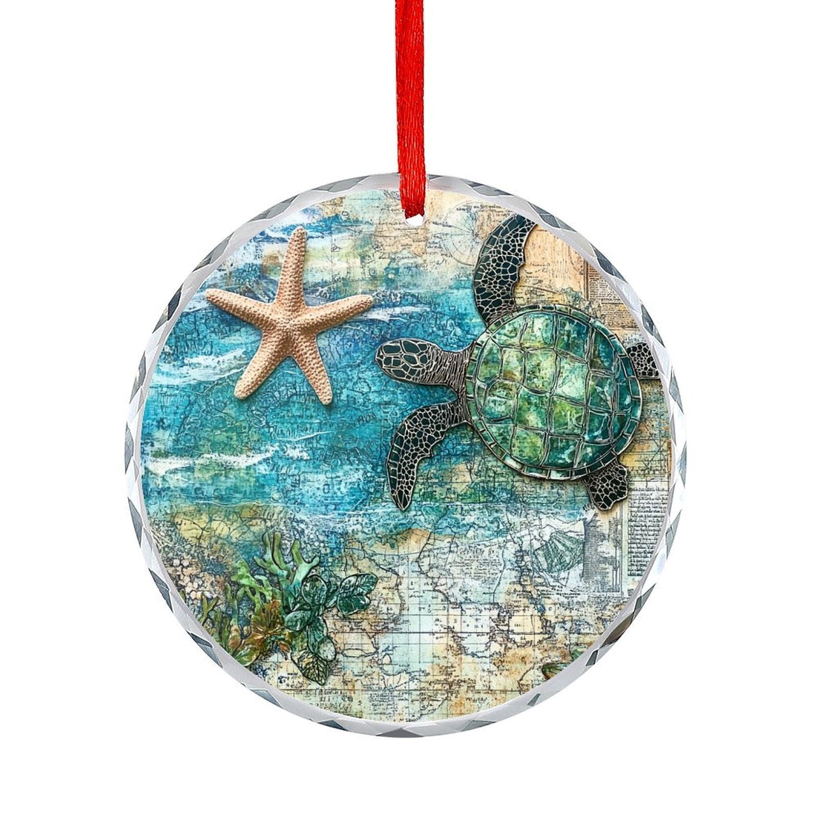 Glass Christmas Ornament Vintage Nautical Sea Turtle Christmas ...