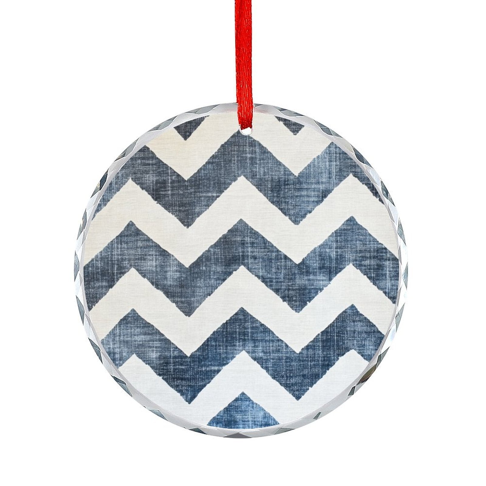 Glass Christmas Ornament White And Blue Chevron Crystal Glass Christmas ...