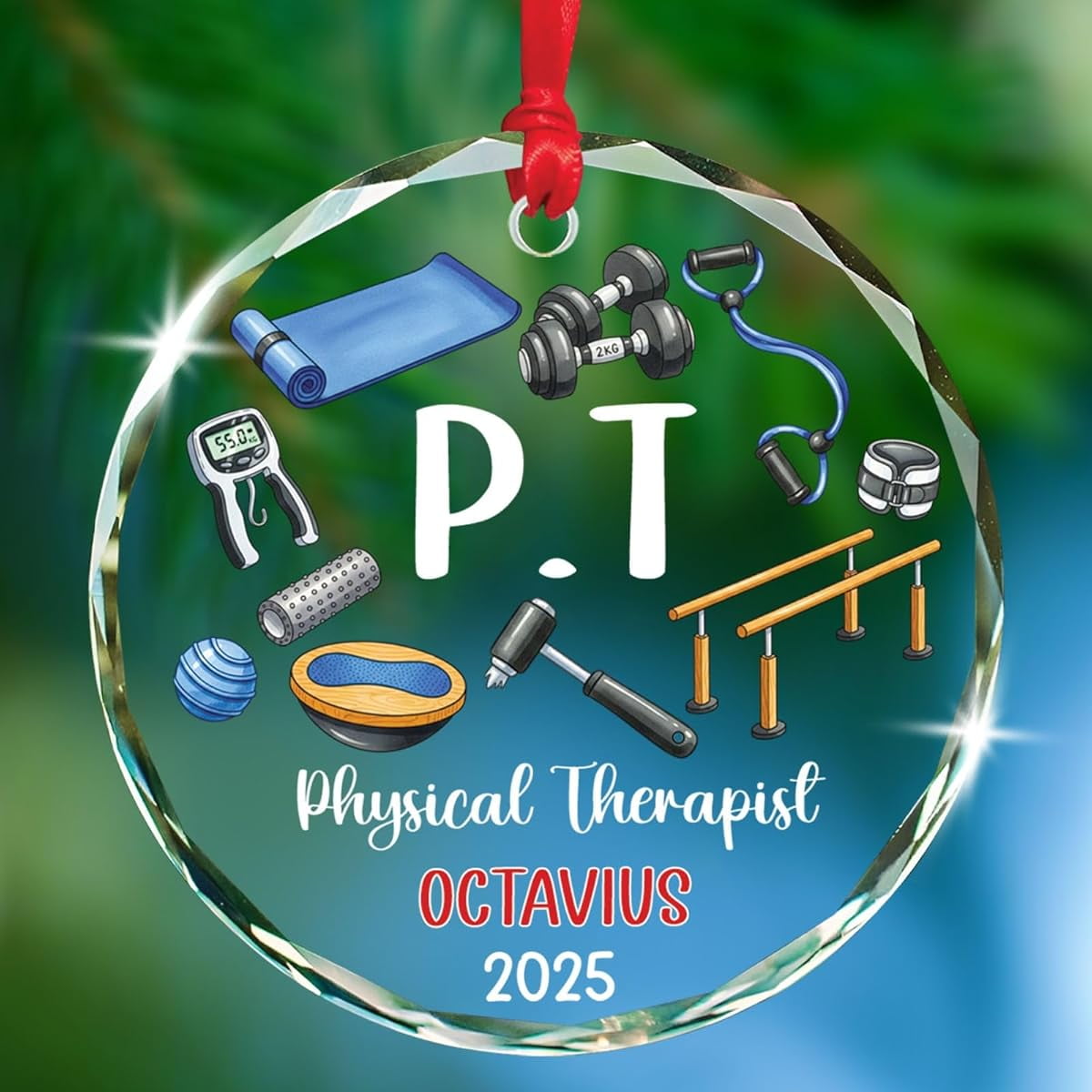 Glass Christmas Ornament featuring Physical Therapist, Valentine’s Day ...