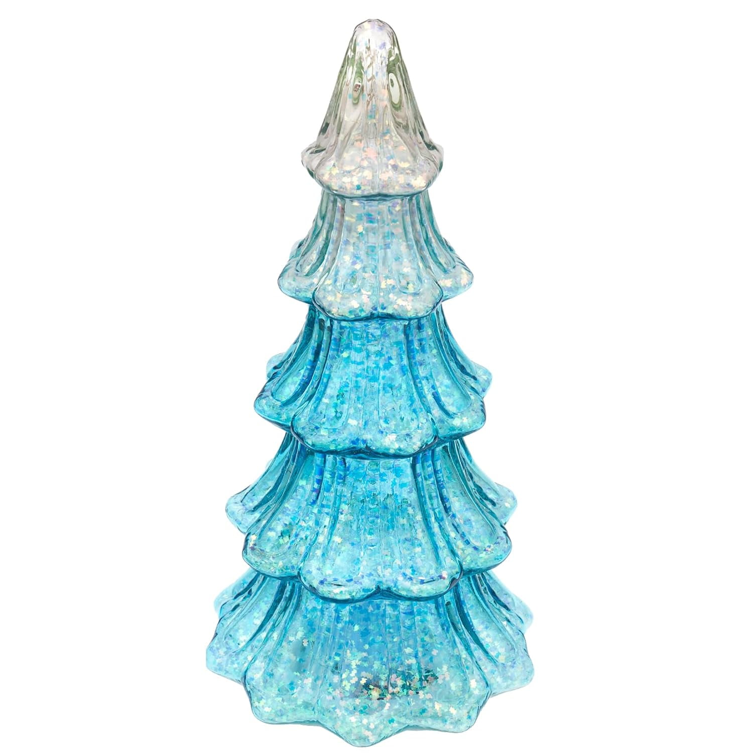 Glass Christmas Tree Battery Operated Timer Lighted Lake Blue Xmas ...
