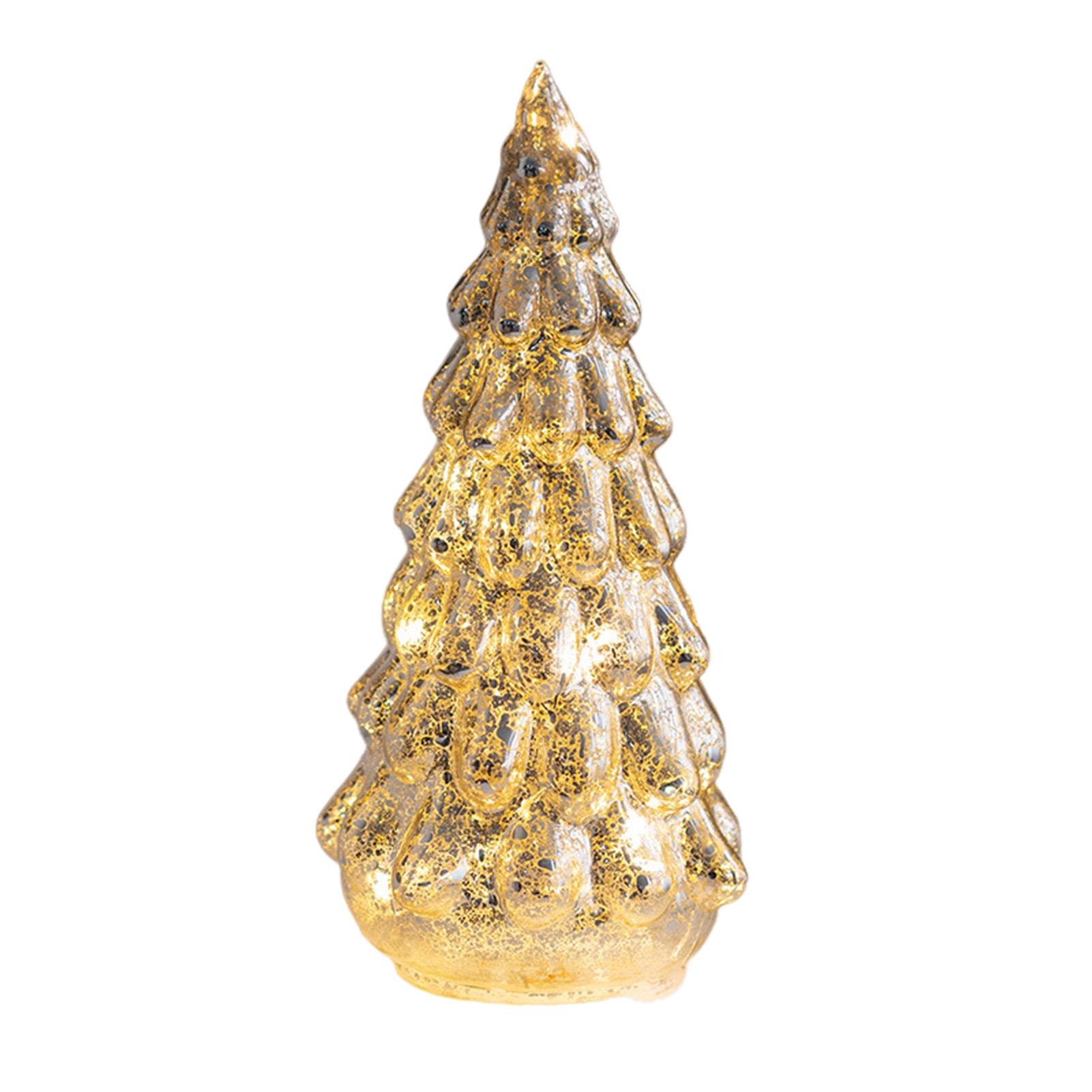 Glass Christmas Tree Figurine Tabletop Tree Ornament with LED Lights ...