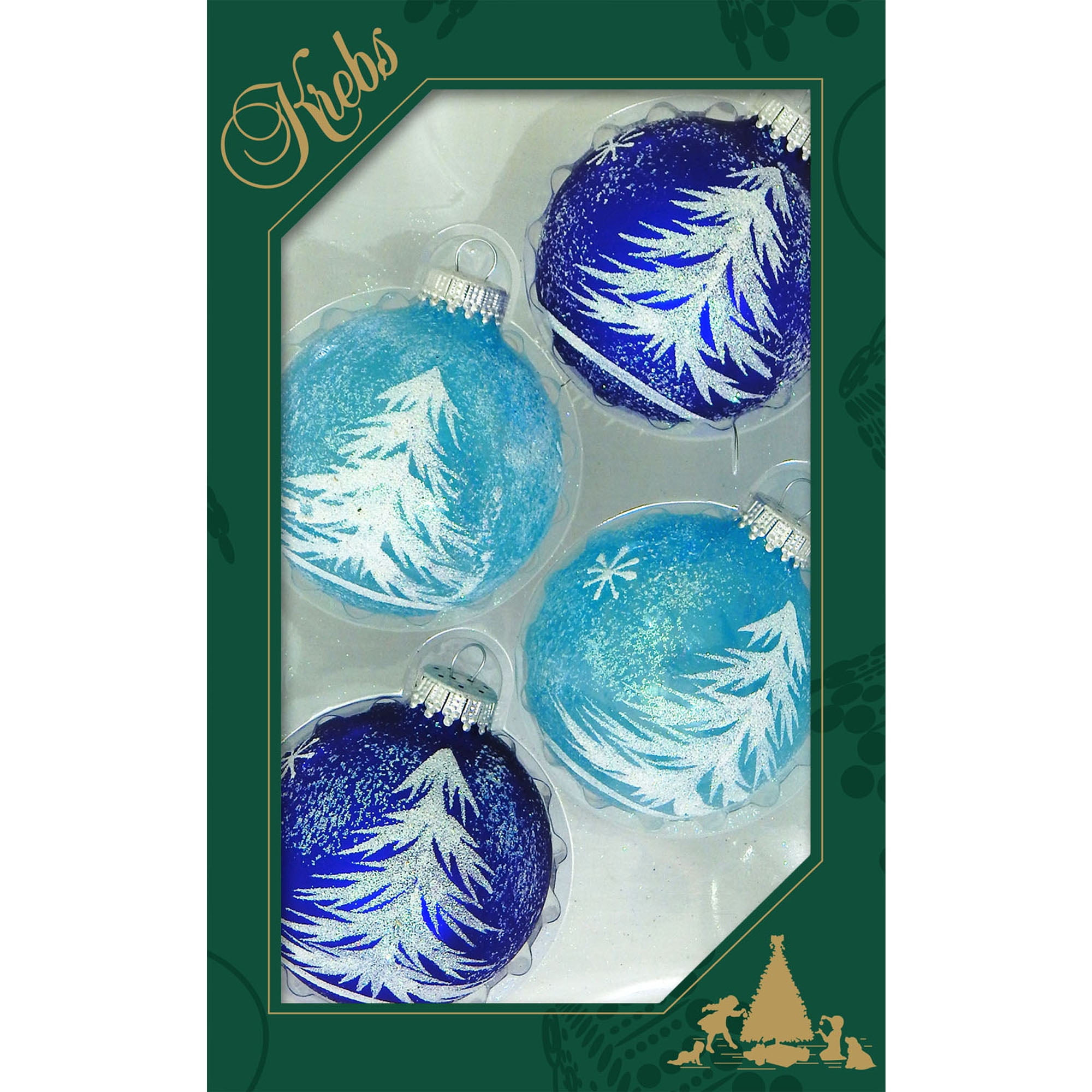 Glass Christmas Tree Ornaments - 67mm/2.63" [4 Pieces] Decorated Balls from Christmas by Krebs ...