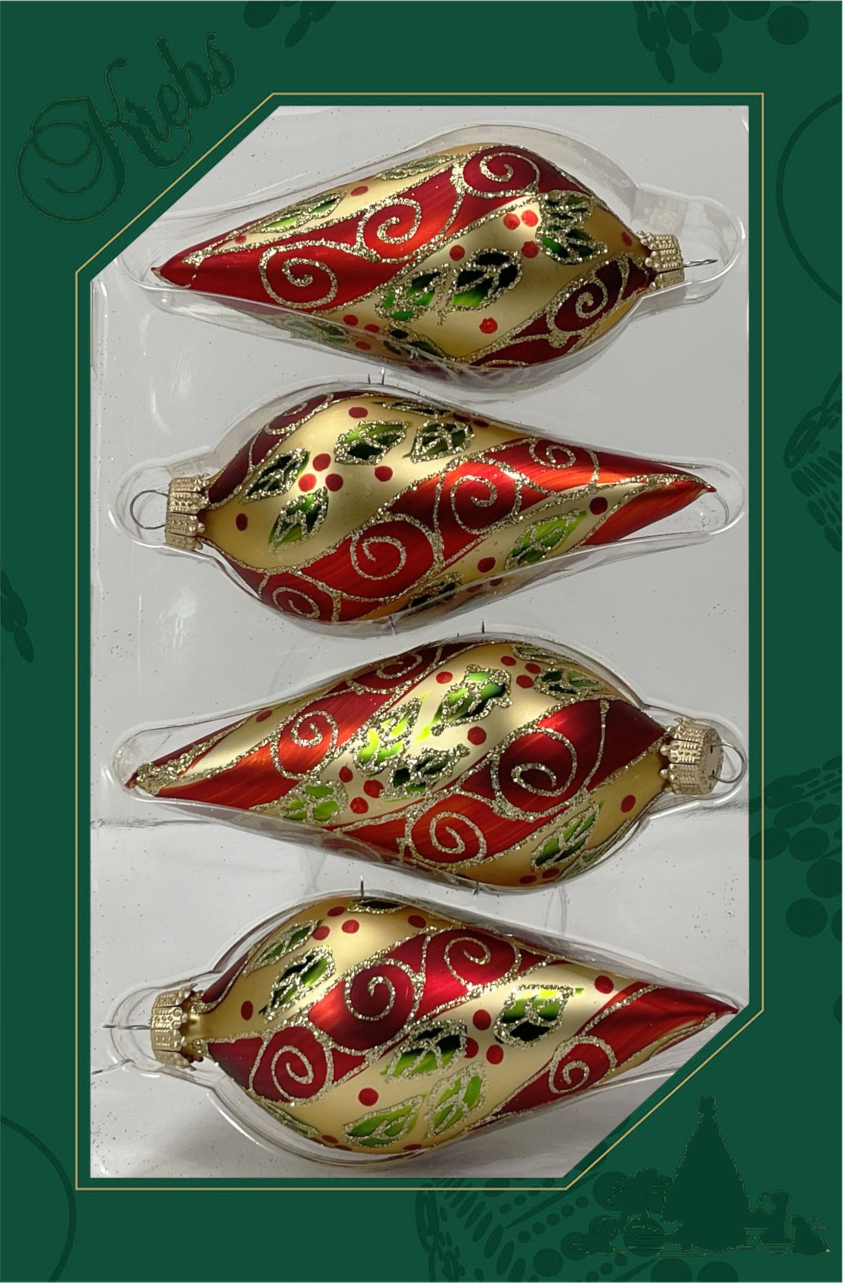 Glass Christmas Tree Ornaments - 67mm/2.63" [4 Pieces] Decorated Balls ...